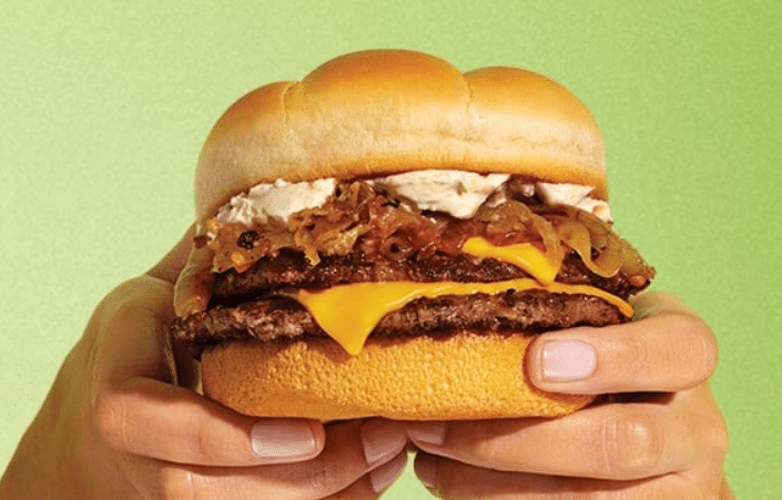 A&W's Fresh Double Cheeseburger and Strawberry Watermelon Drink