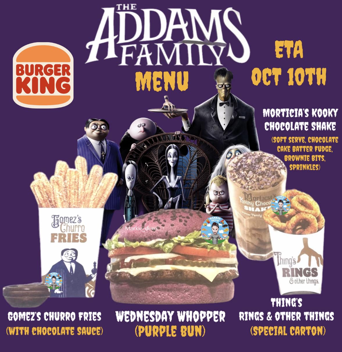 Here's Your First Look on Burger King's Rumored "Addams Family" Menu